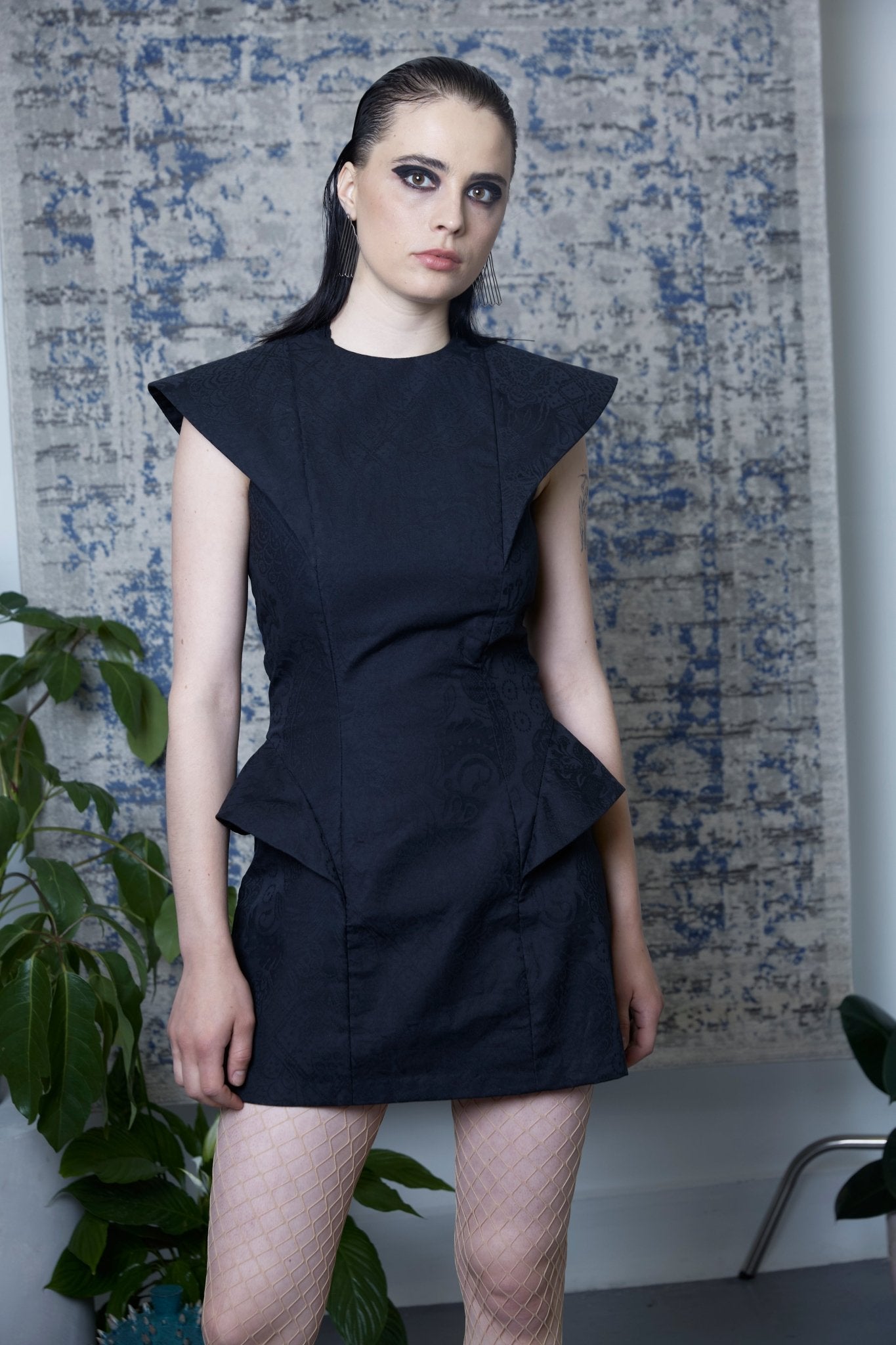 Black futuristic jacquard dress – Nicole Quadrio